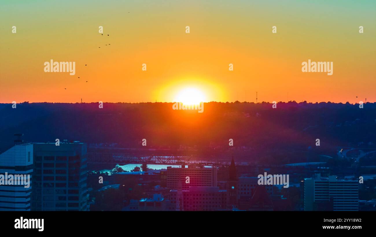 Aerial view downtown cincinnati over hi-res stock photography and ...