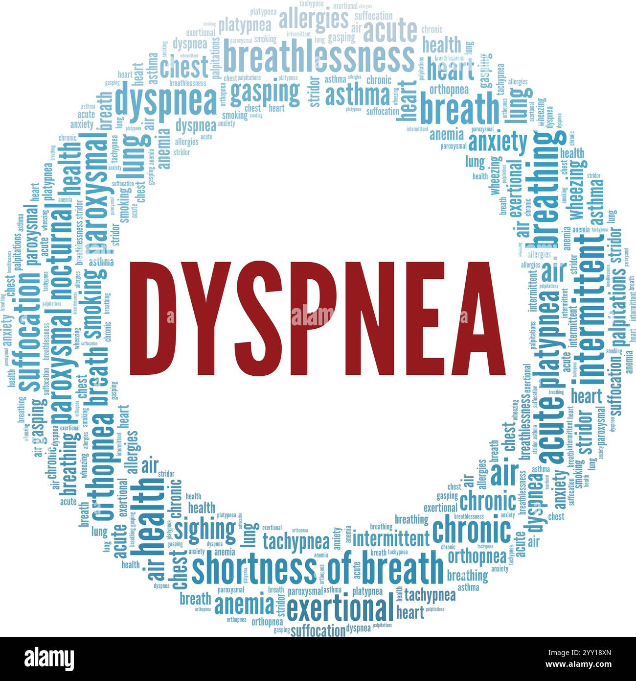 Dyspnea: Shortness of Breath word cloud conceptual design isolated on ...