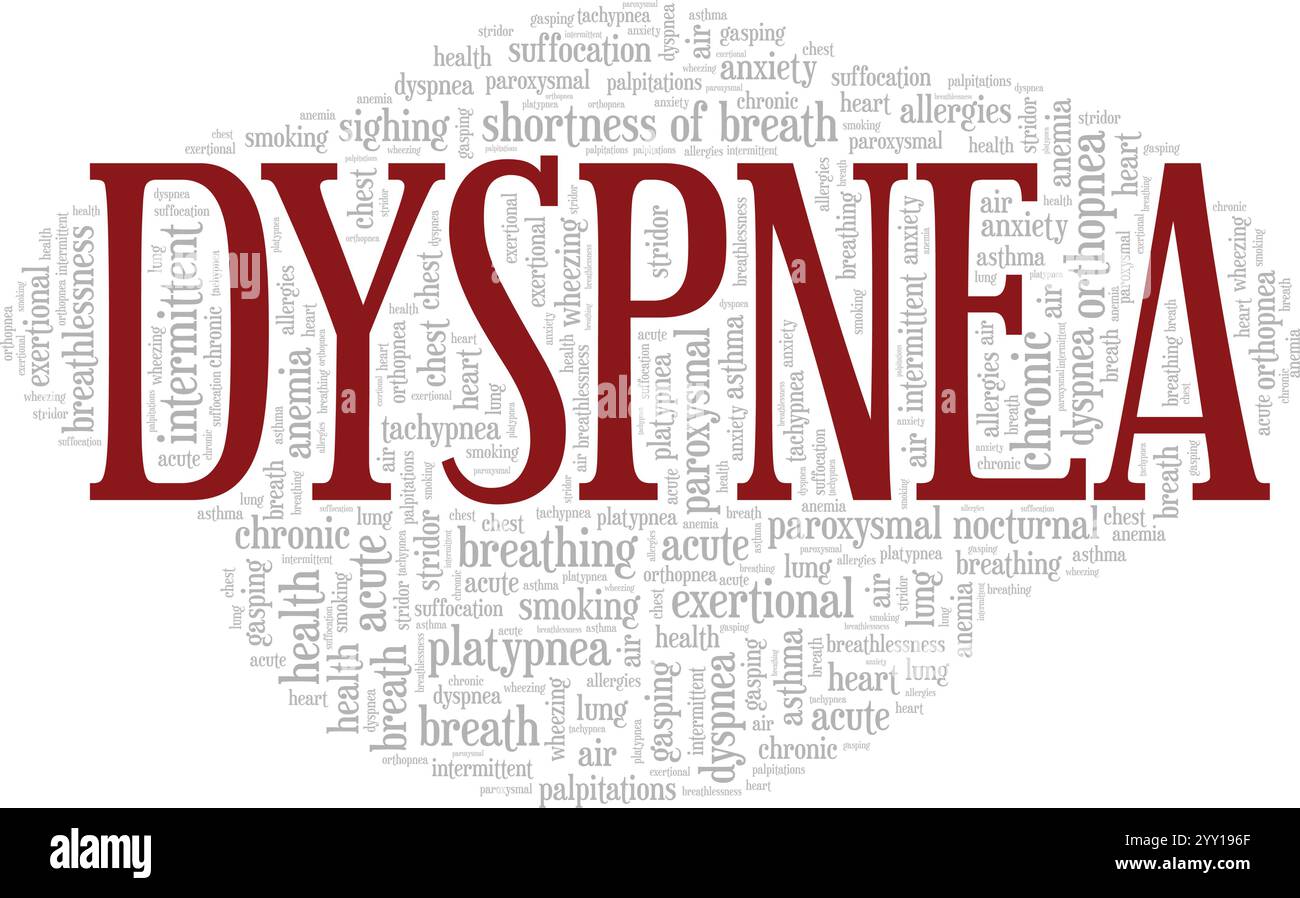 Dyspnea: Shortness of Breath word cloud conceptual design isolated on ...