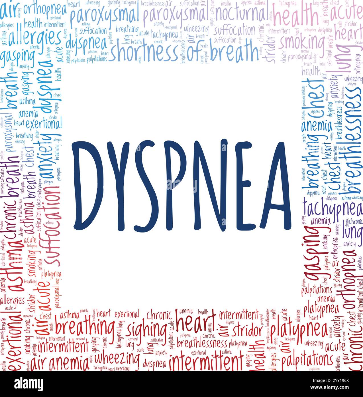 Dyspnea: Shortness of Breath word cloud conceptual design isolated on ...