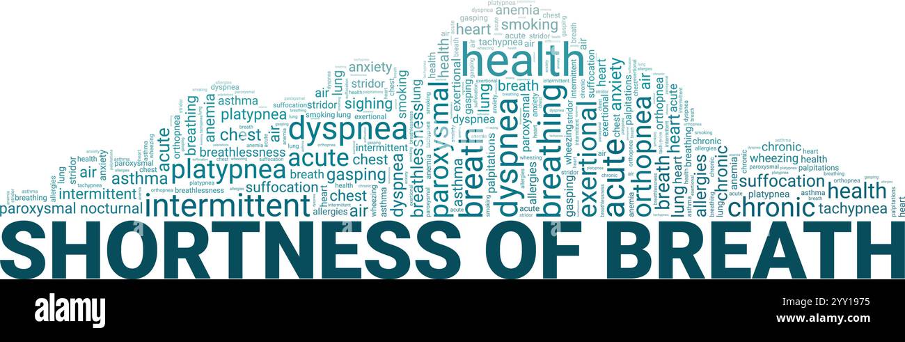 Dyspnea: Shortness of Breath word cloud conceptual design isolated on ...