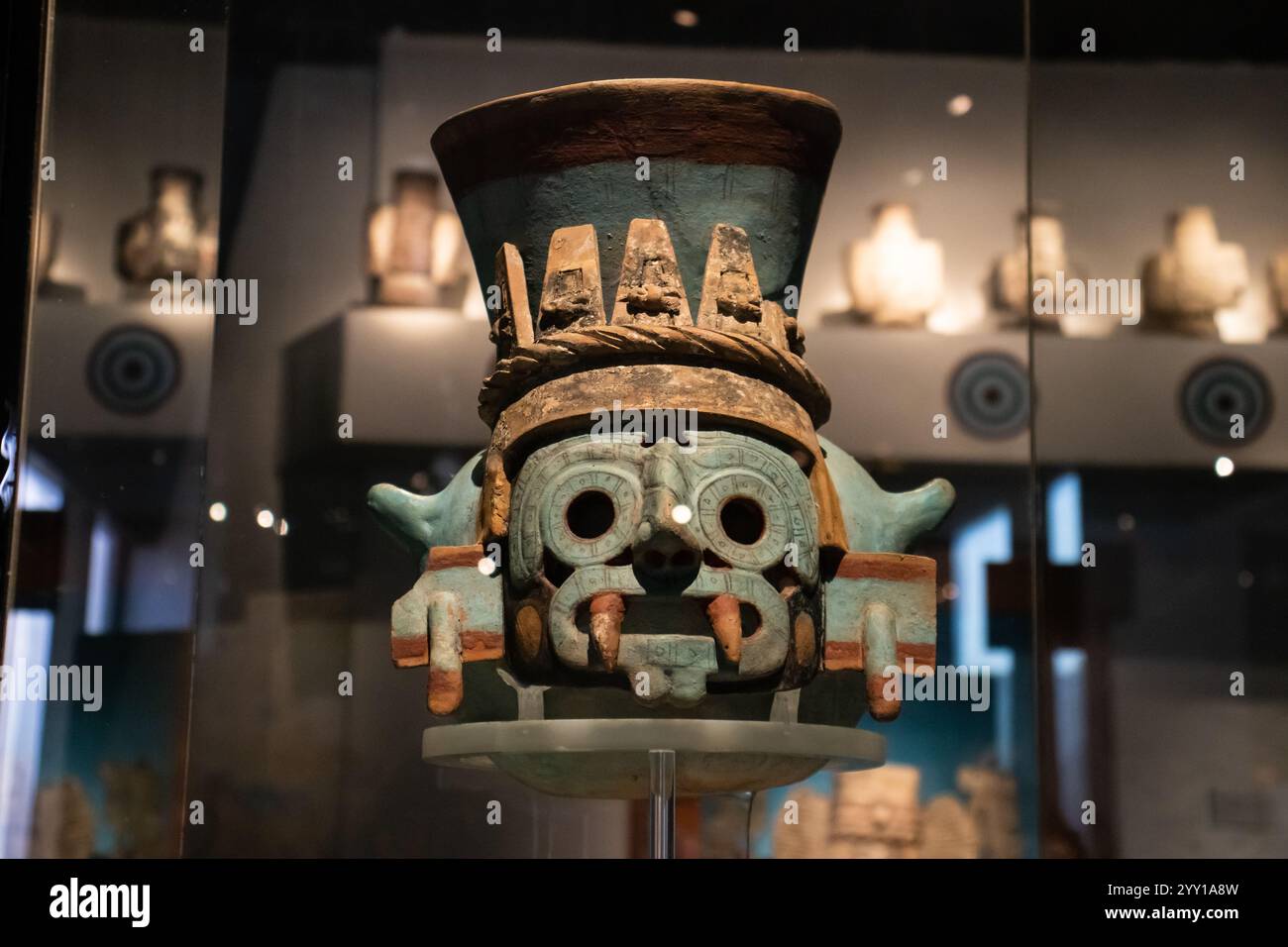 Mexico City, Mexico November 12, 2024: Aztec ceramic pot representing ...
