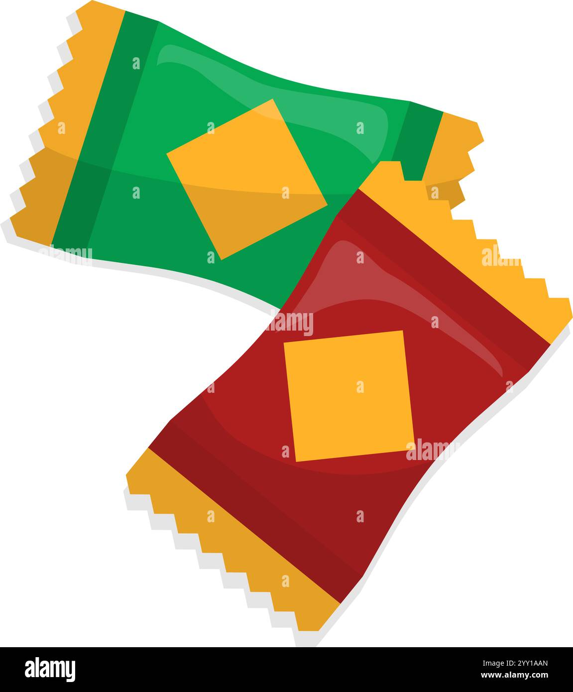 Two delicious wrapped candies isolated, treats and sweets concept ...