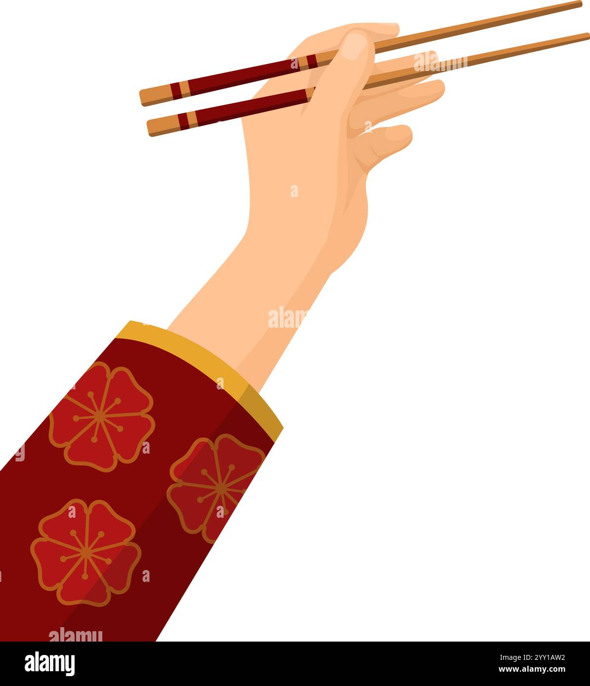 Asian female hand holding chopsticks, traditional cuisine and culture ...