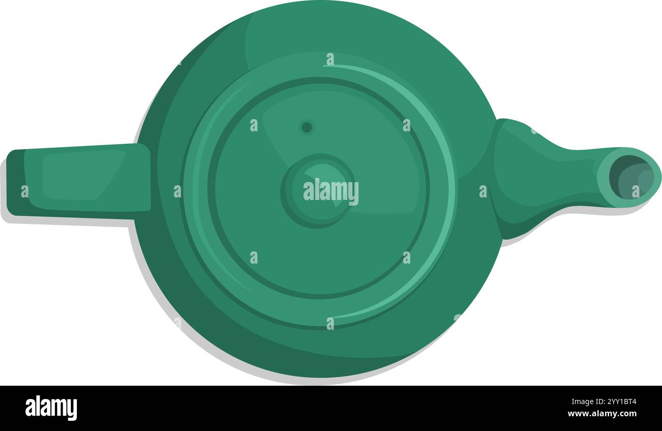 Green ceramic teapot top view, kitchen utensils concept, isolated Stock ...