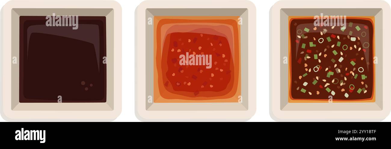 Collection of assorted Asian sauces top view, Asian food concept ...