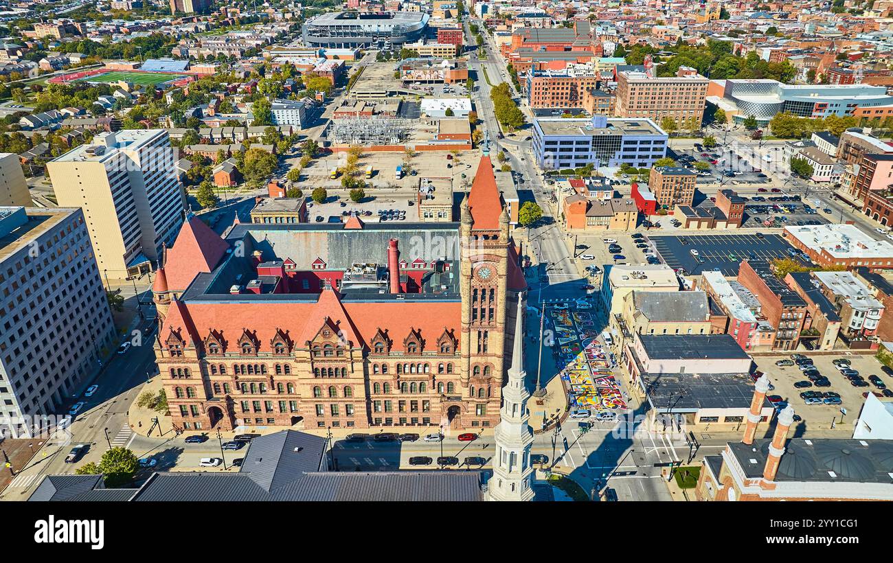 Aerial of Cincinnati City Hall and Urban Landscape Stock Photo - Alamy