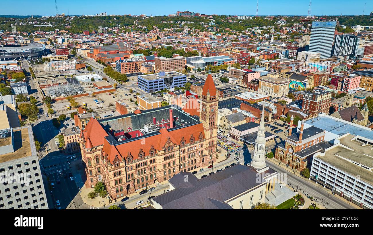 Aerial of Cincinnati City Hall and Urban Landscape Stock Photo - Alamy