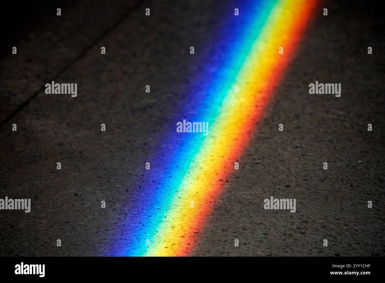 The Natural Light refraction in Rainbow inside ancient stone building ...