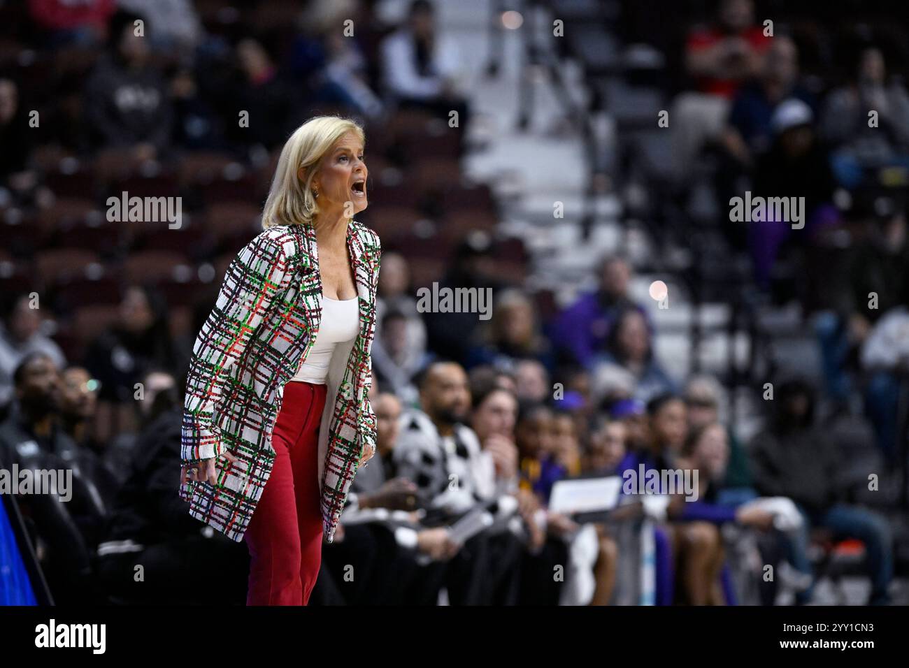 LSU head coach Kim Mulkey in the first half of an NCAA college ...