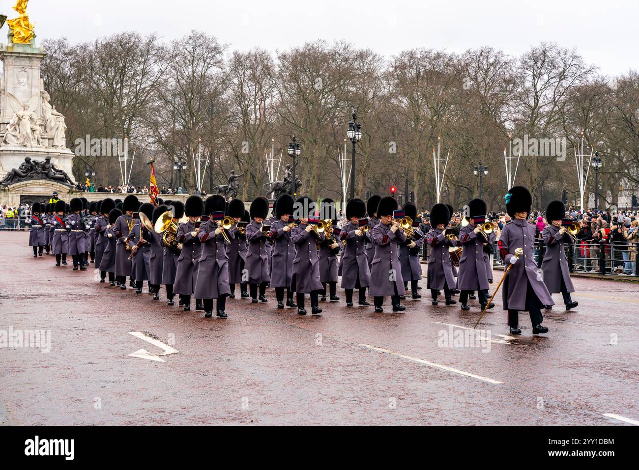 A Military Band Returns To Wellington Barracks After Taking Part In The Changing of The Guard ...