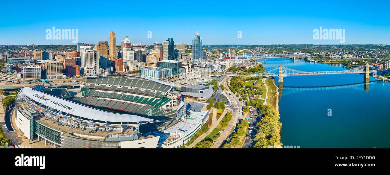 Aerial Cincinnati Skyline Paycor Stadium Ohio River Panorama Stock ...