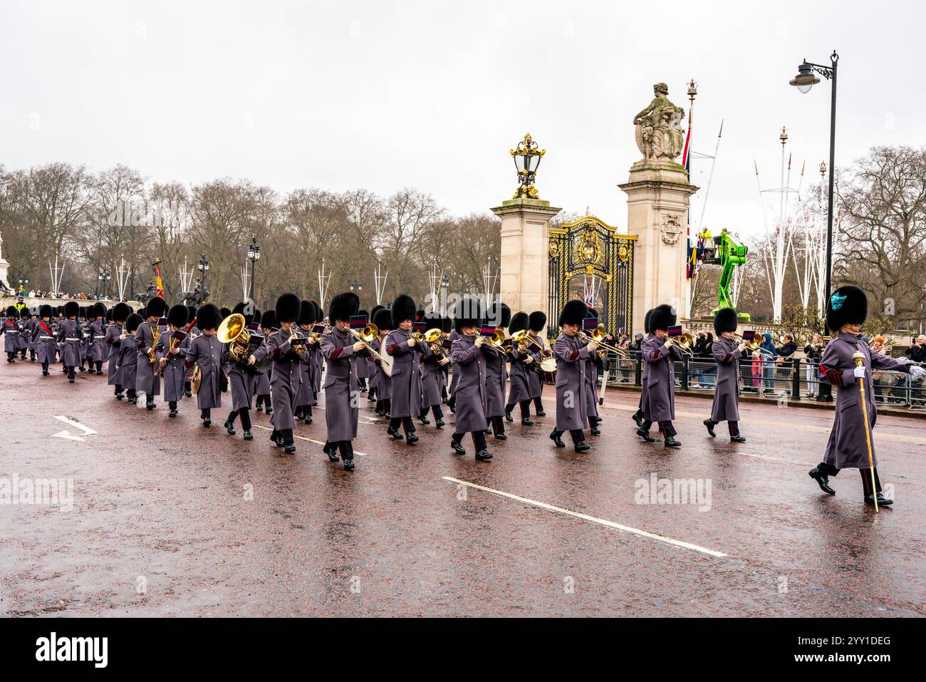 A Military Band Returns To Wellington Barracks After Taking Part In The Changing of The Guard ...