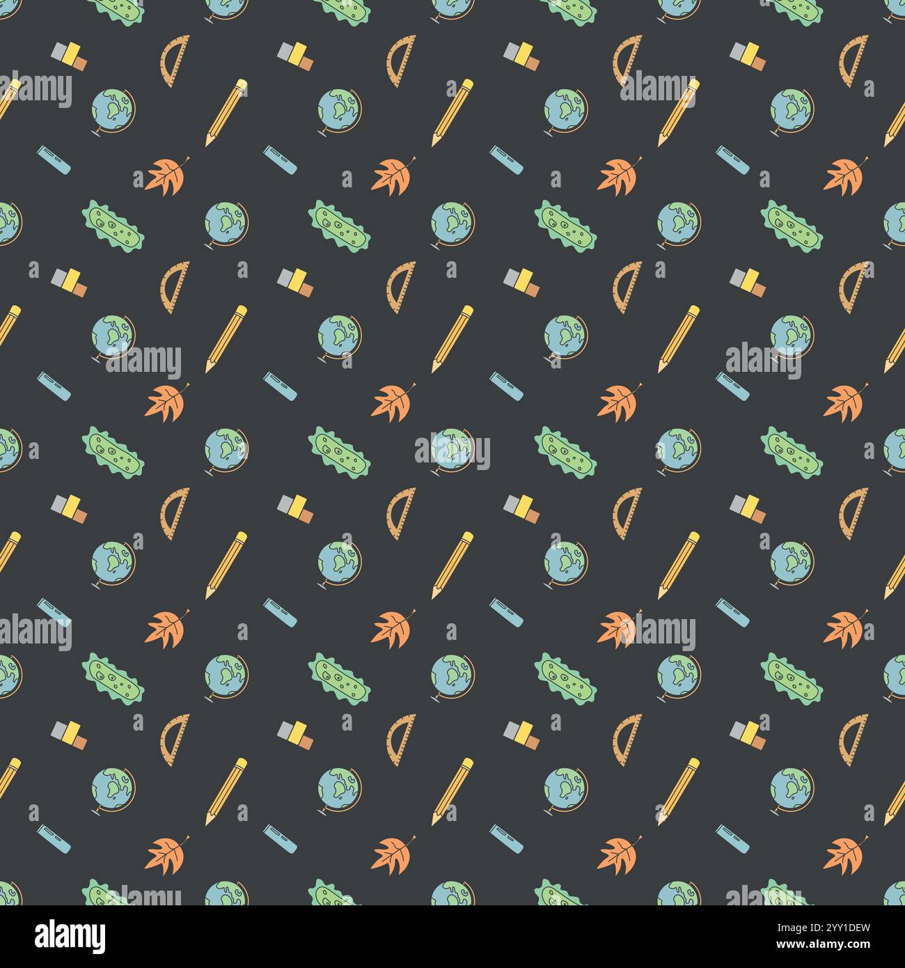 Seamless school pattern. Hand drawn doodle school background. Education ...