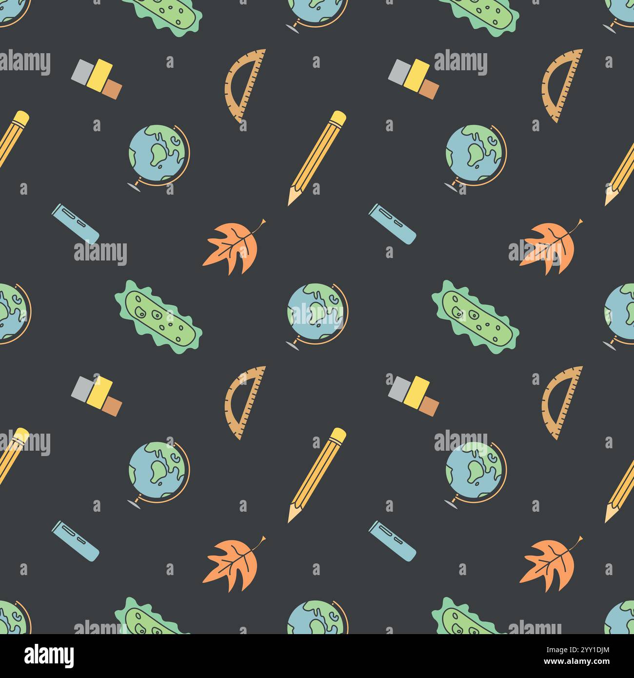 Seamless school pattern. Hand drawn doodle school background. Education ...