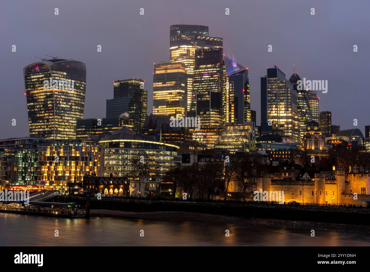 A View of The City of London, River Thames and Tower of London, London ...