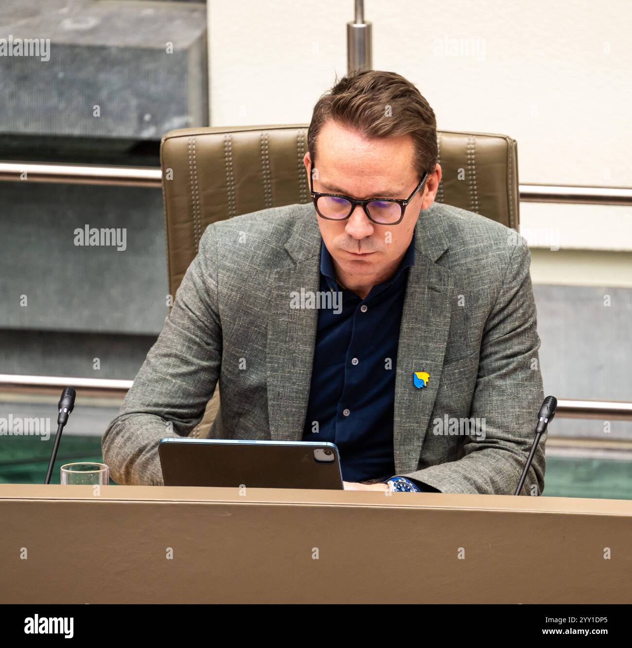 Jo Brouns of CD & V at the Flemish parliament plenary meeting, in ...
