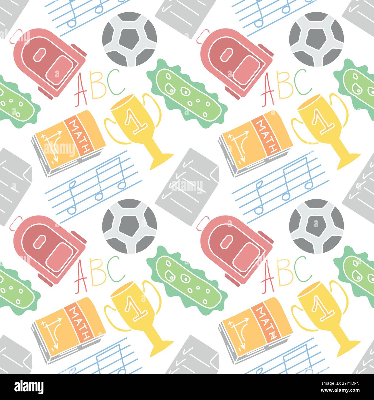 Seamless school pattern. Hand drawn doodle school background. Education ...