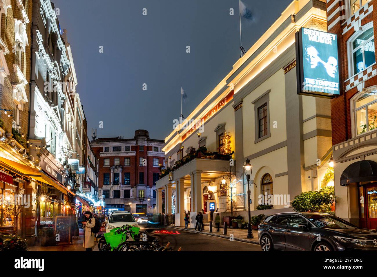 The Theatre Royal Drury Lane At Night, Covent Garden, London, UK Stock ...