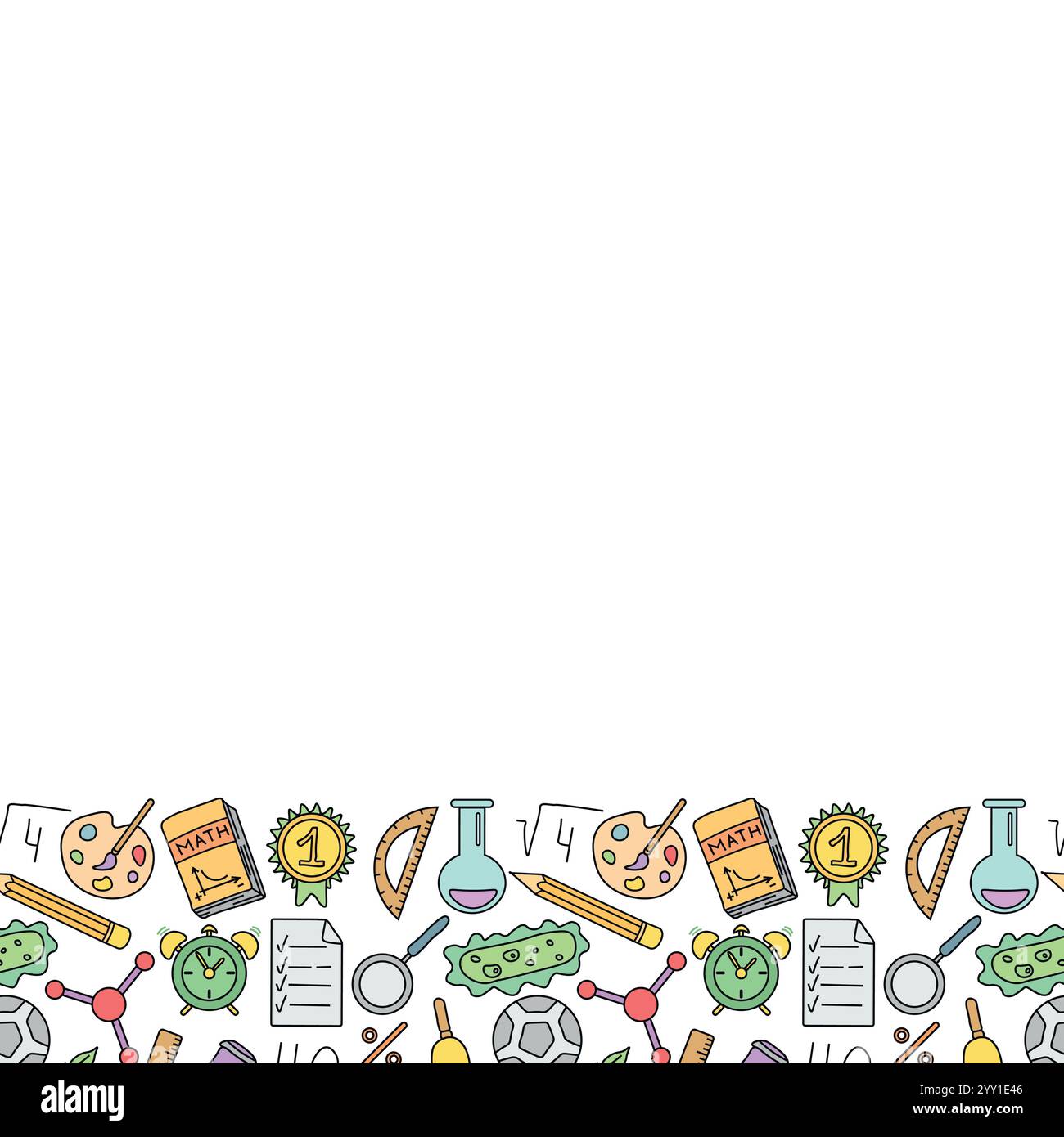 Seamless school frame. Hand drawn doodle school background. Education ...