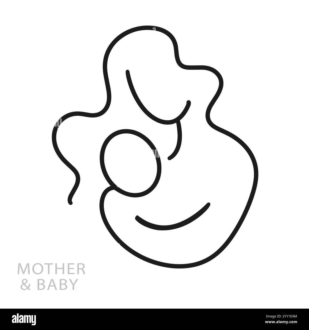 Mother and Baby One Line Art Drawing Breastfeeding Stock Vector Image ...