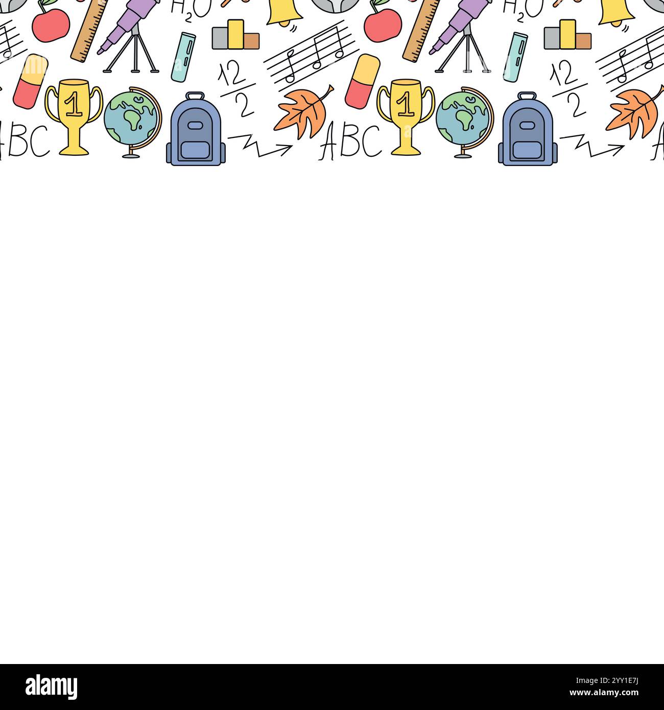 Seamless school frame. Hand drawn doodle school background. Education ...