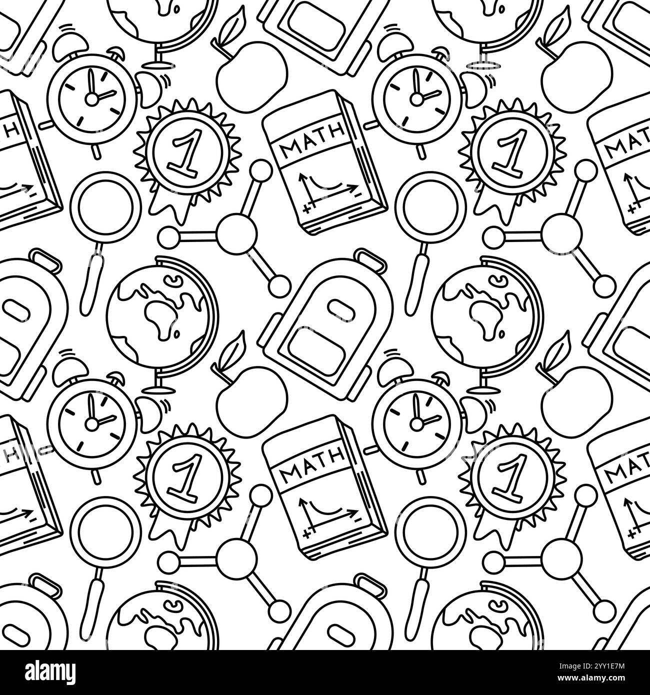 Seamless school pattern. Hand drawn doodle school background. Education ...