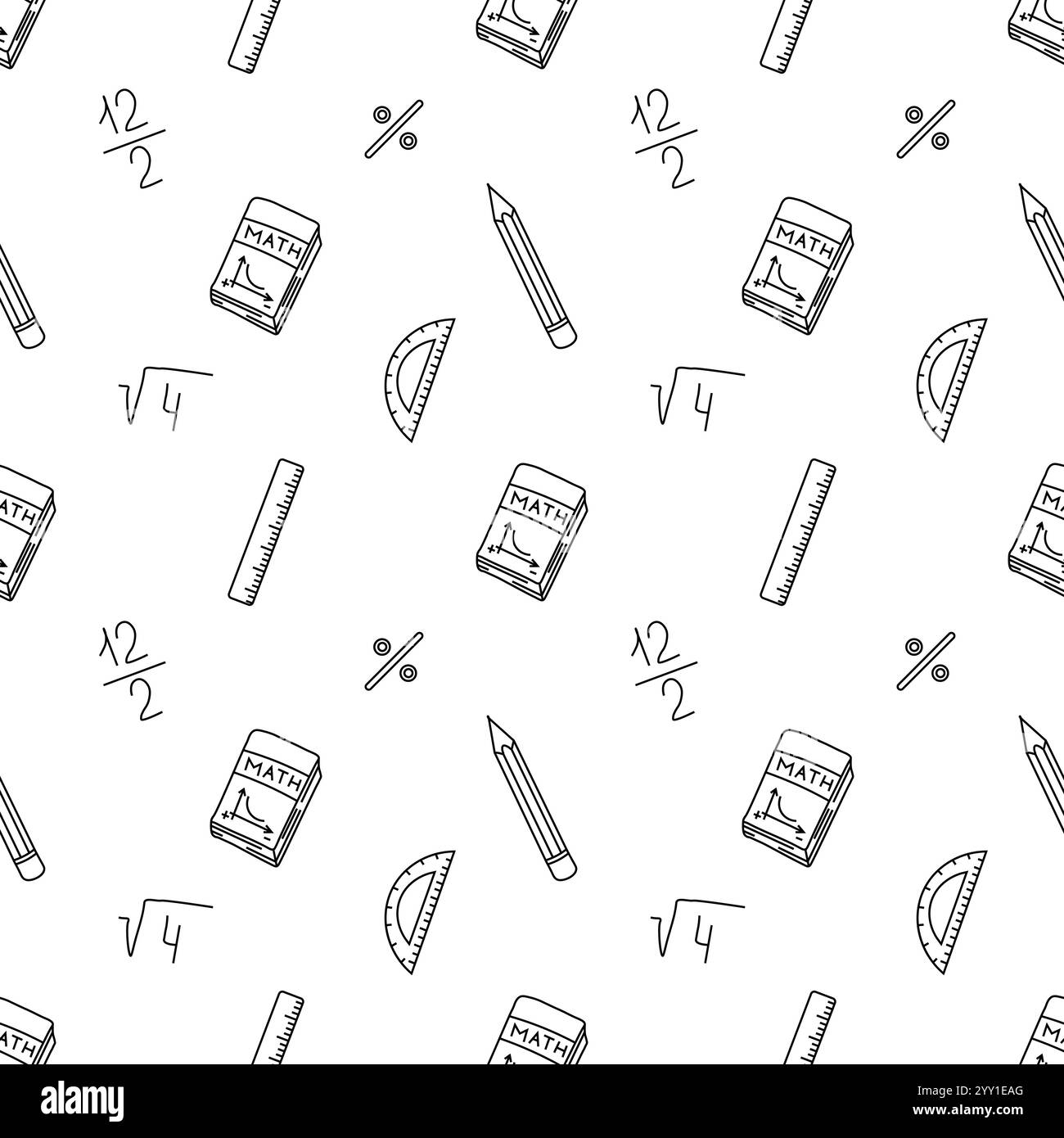 Seamless school pattern. Hand drawn doodle school background. Education ...