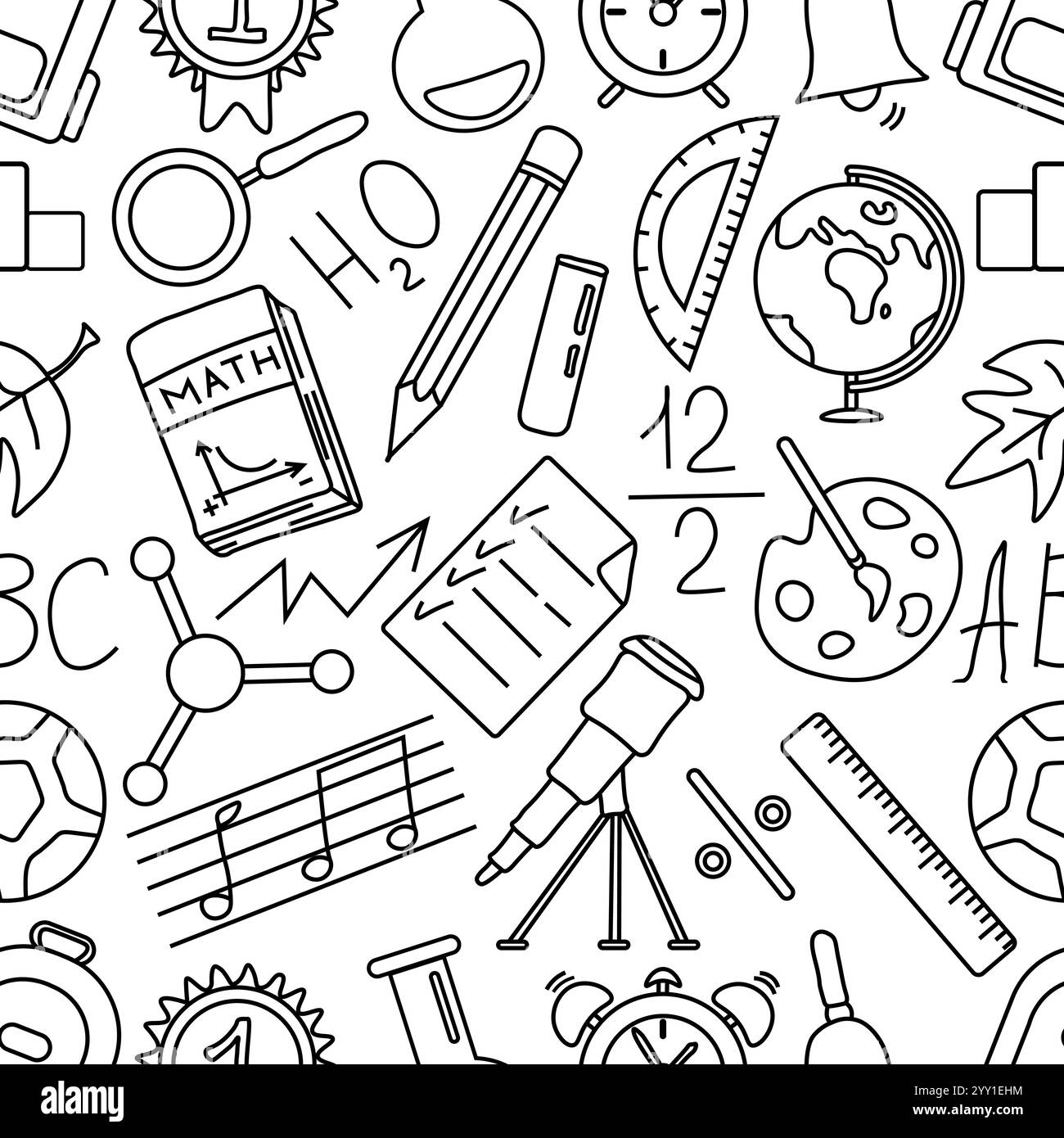 Seamless school pattern. Hand drawn doodle school background. Education ...
