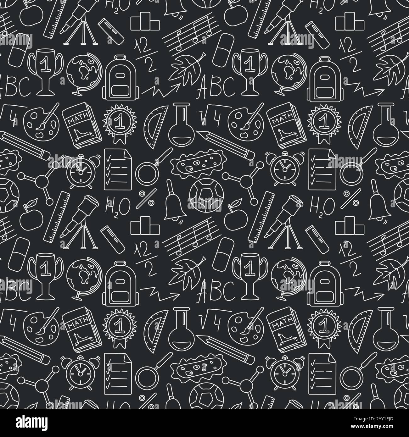 Seamless school pattern. Hand drawn doodle school background. Education ...