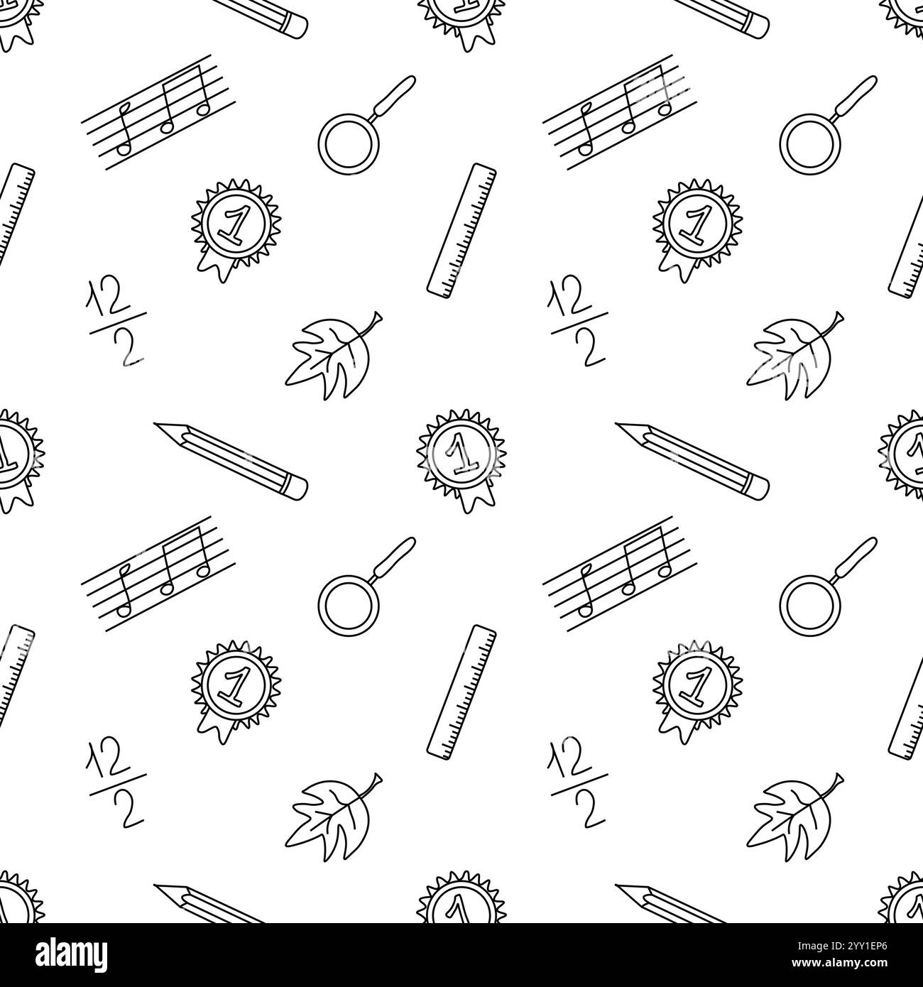 Seamless school pattern. Hand drawn doodle school background. Education ...