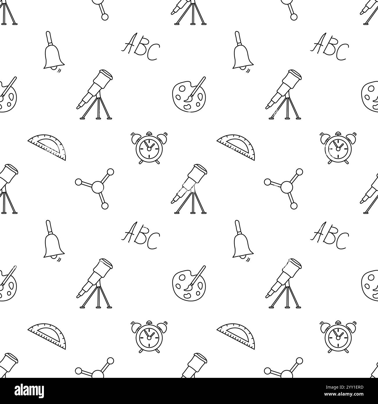 Seamless school pattern. Hand drawn doodle school background. Education ...