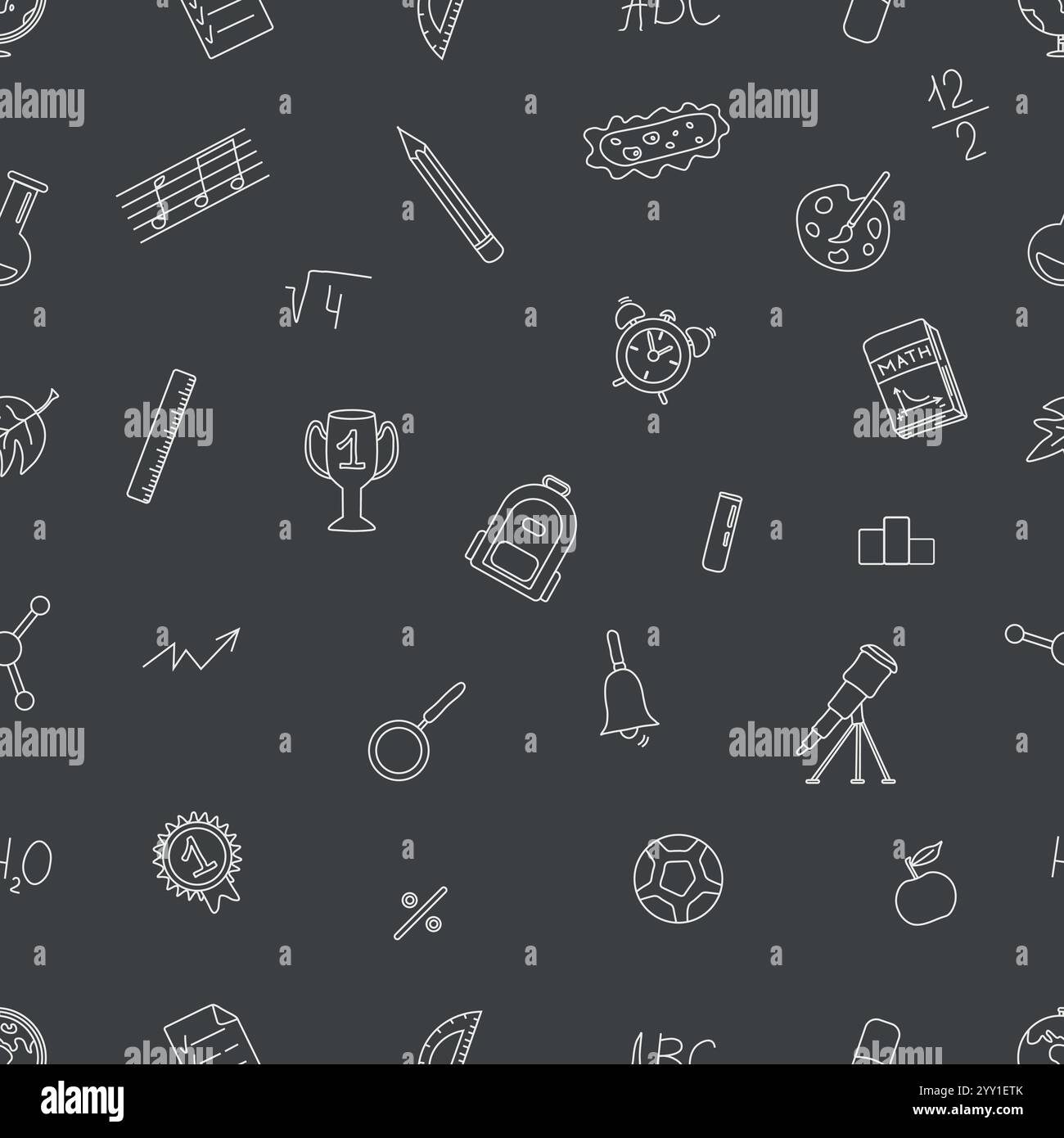 Seamless school pattern. Hand drawn doodle school background. Education ...