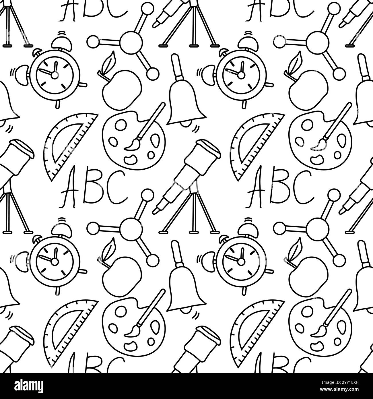 Seamless school pattern. Hand drawn doodle school background. Education ...