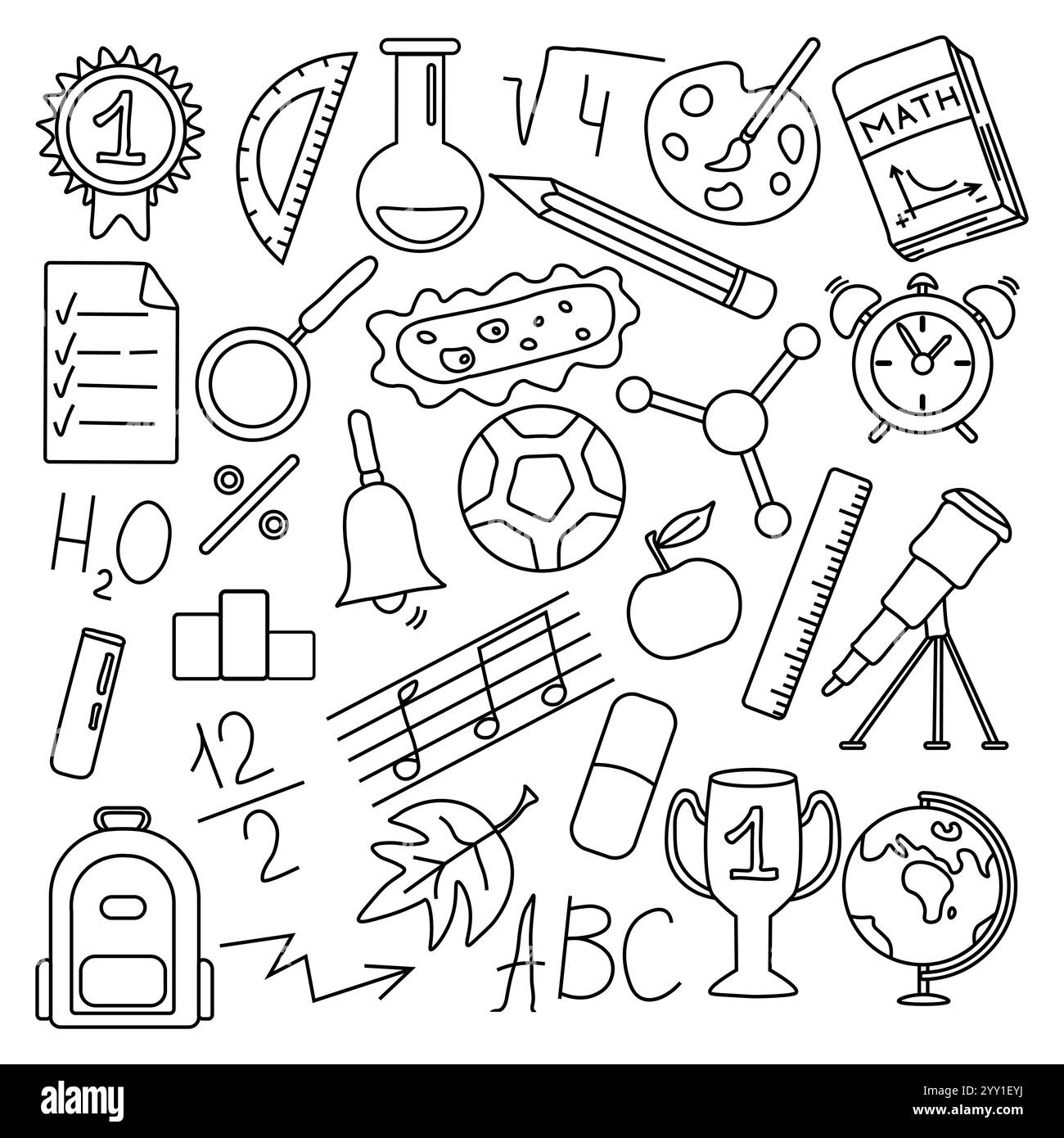 School icons. Hand drawn doodle school background. Education ...