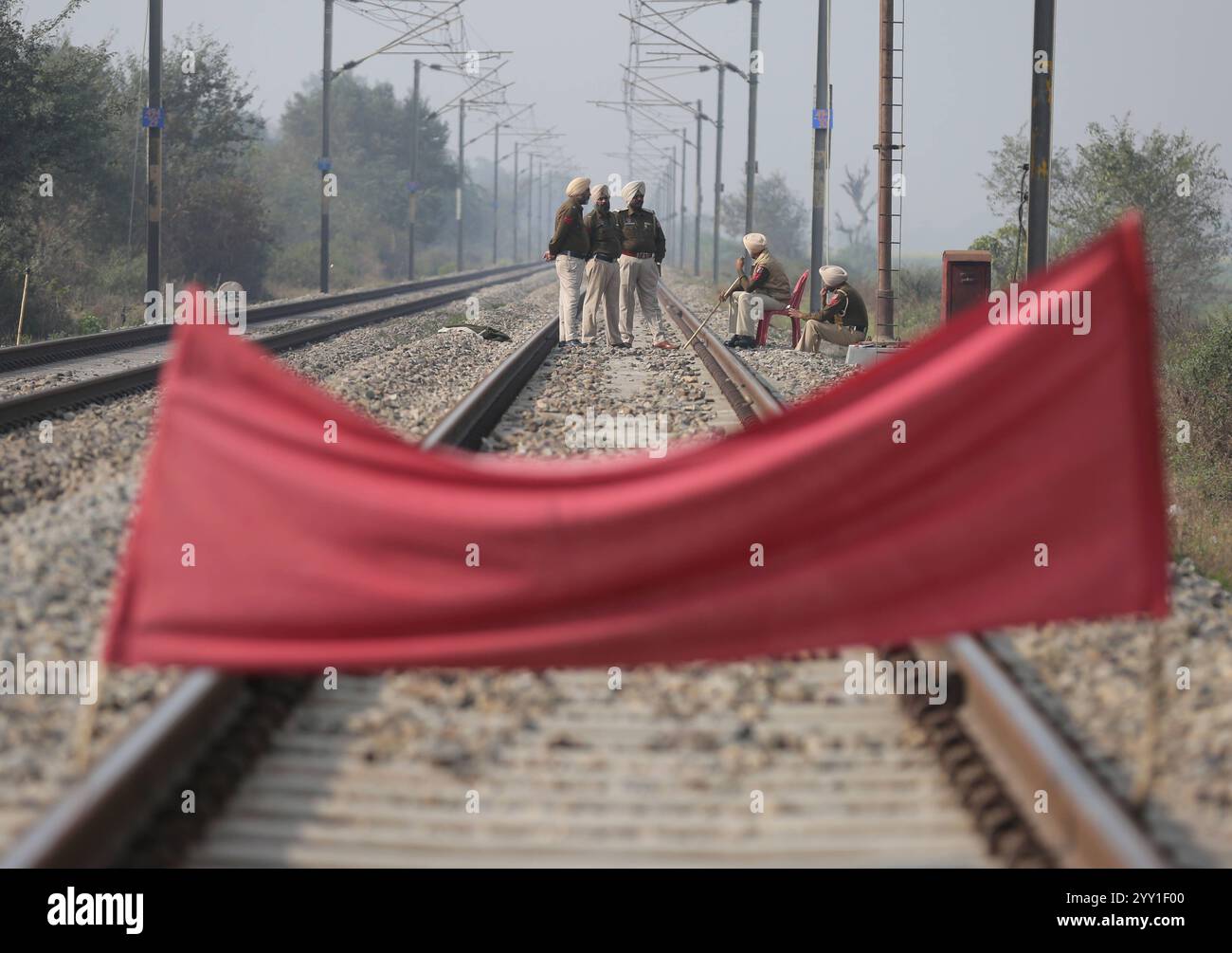 Farmers stop railway traffic in Punjab, India Punjab police officials ...