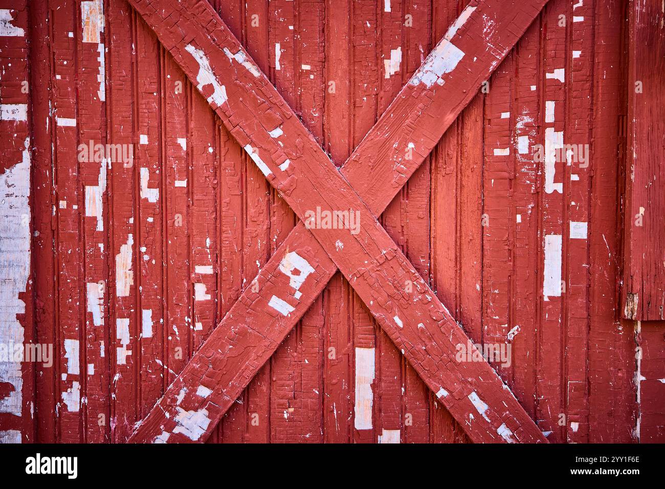Weathered Red Barn Door Close-Up with Rustic Wood Texture Stock Photo ...
