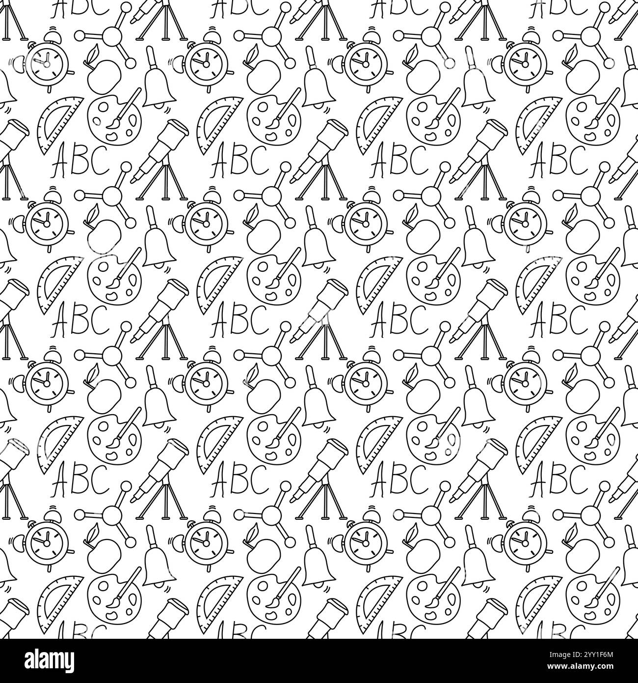 Seamless school pattern. Hand drawn doodle school background. Education ...