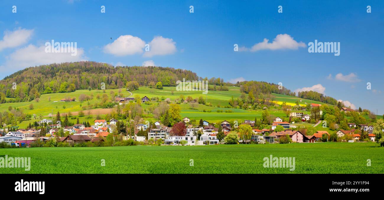 Panoramic view of Reinach Village in Aargau, Switzerland Stock Photo ...