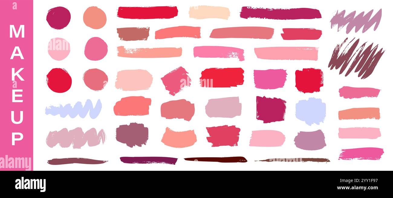 Color Palette Lipstick Brush Splashes Set Make up Stock Vector Image ...