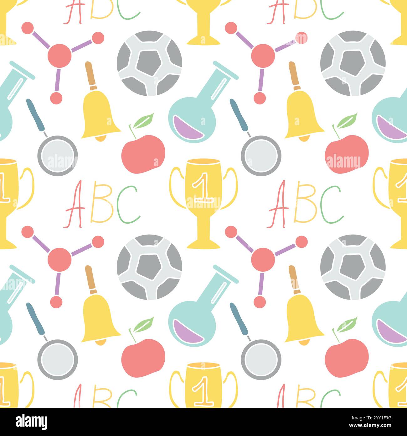 Seamless school pattern. Hand drawn doodle school background. Education ...