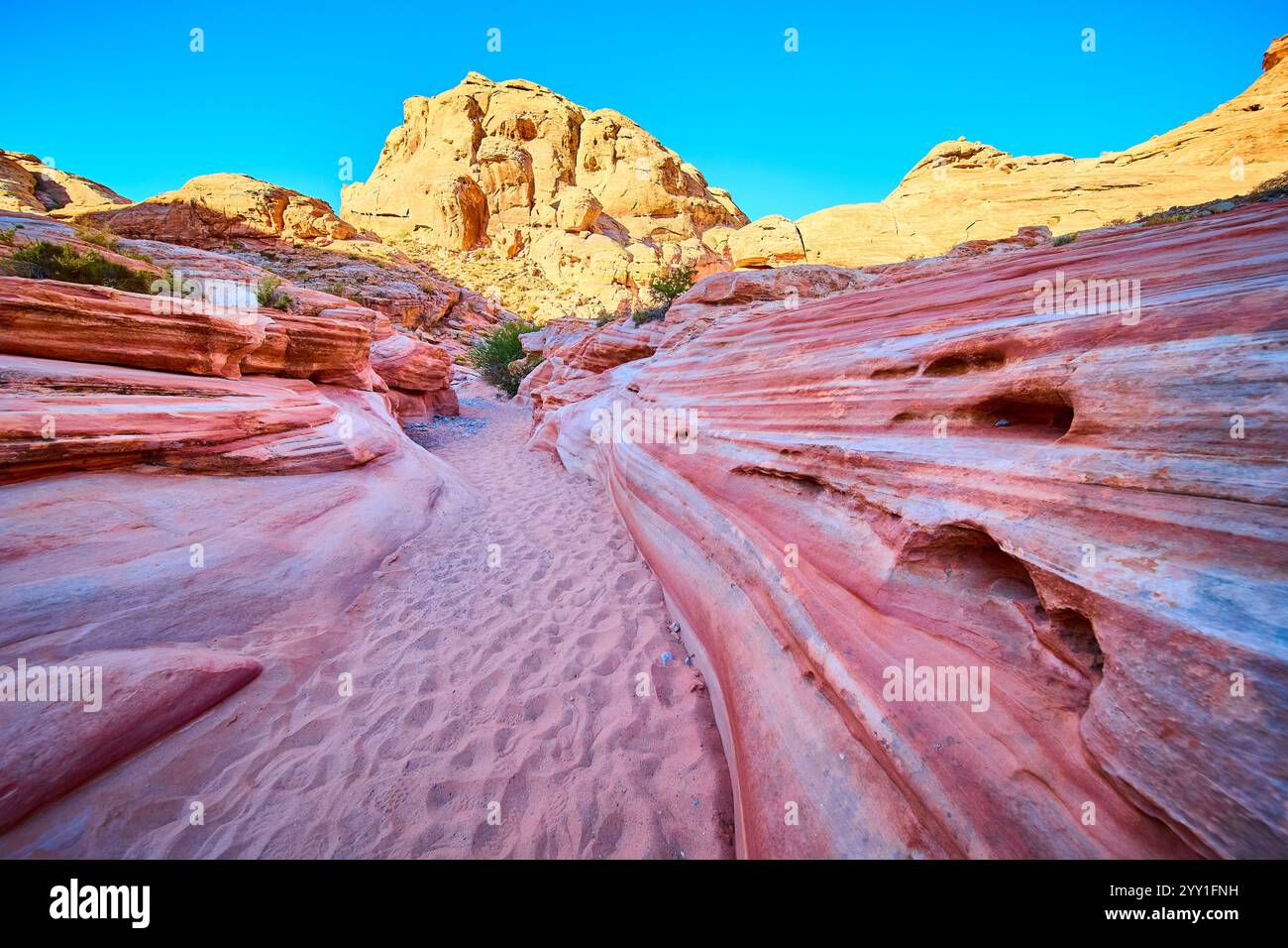 Sandstone Pathway Through Valley of Fire Erosion Low Angle View Stock ...