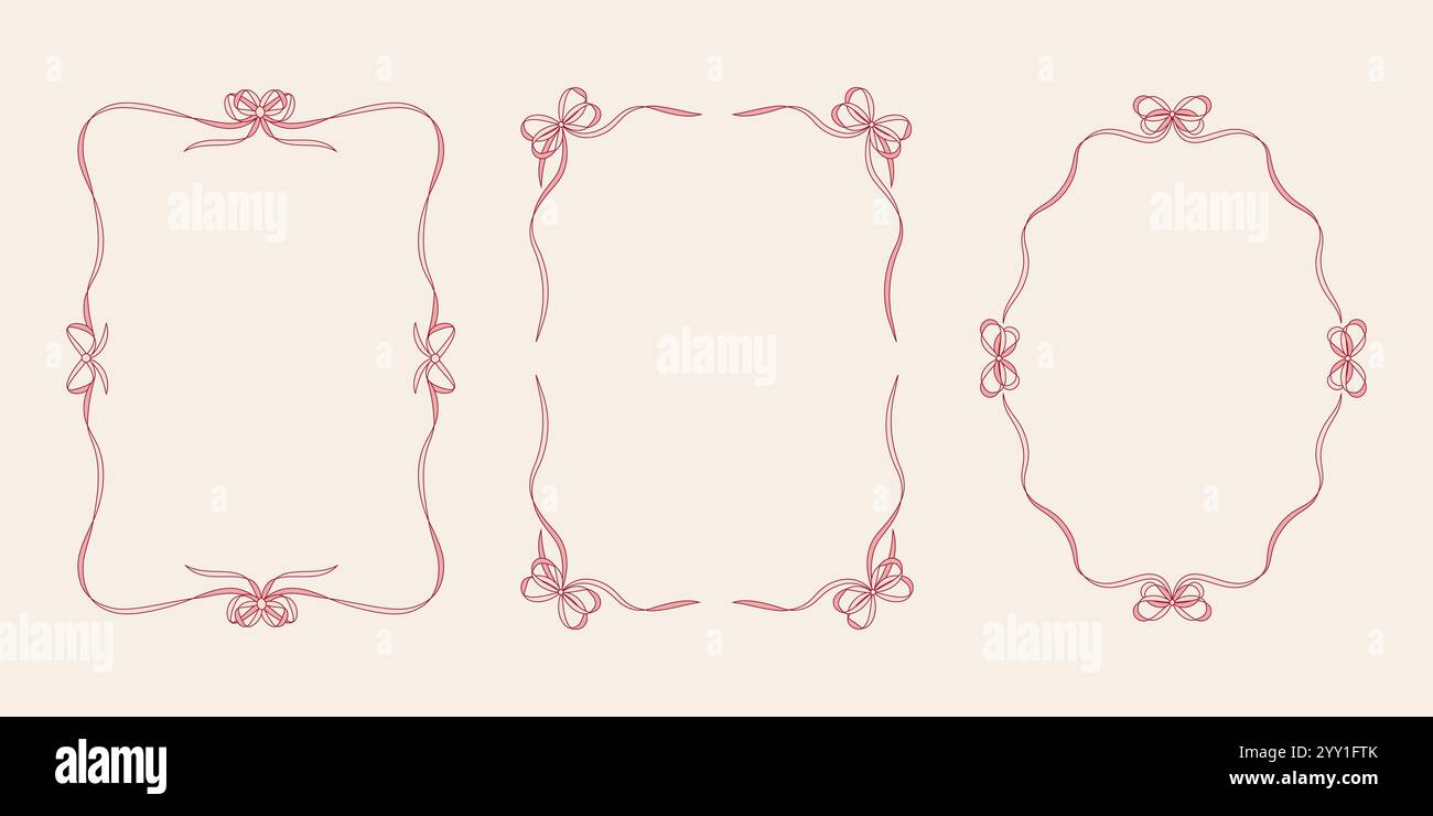 Vintage Bows and Ribbons A4 Frames in cute elegant coquette style. Hand ...