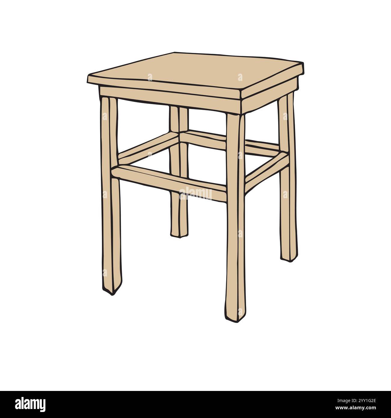 Vector hand drawn sketch doodle colored stool isolated on white ...