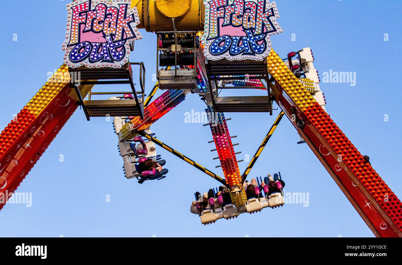 Local people are out and about having fun riding the Freak Out Carnival ...