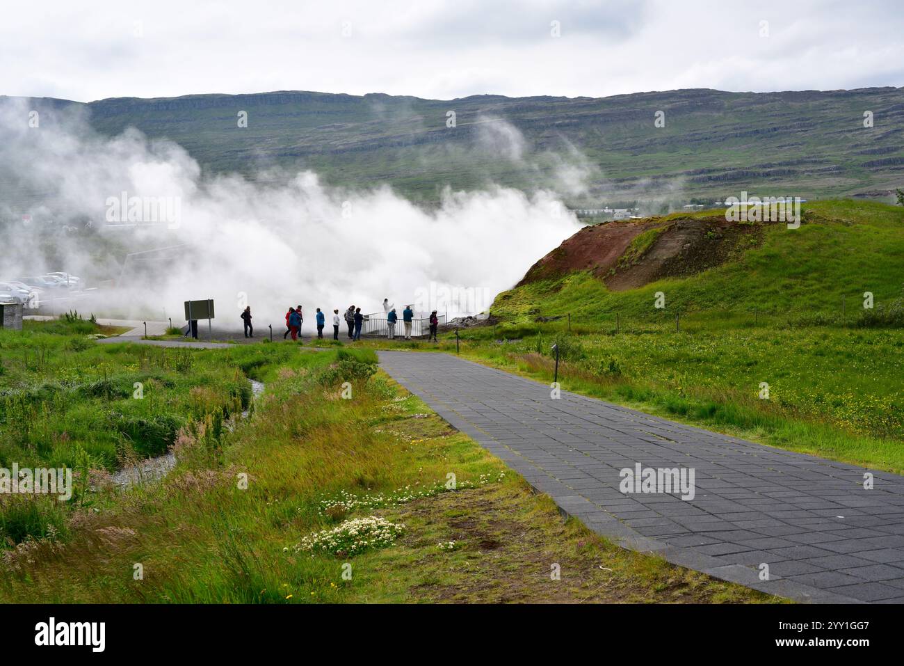 Hot spring (geothermal energy) used for heating. Deildartunghver ...
