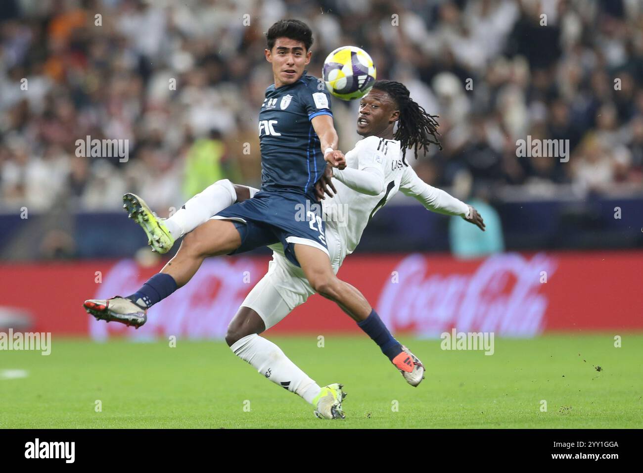 CF Pachuca's Elias Montiel, front, and Real Madrid's Eduardo Camavinga ...