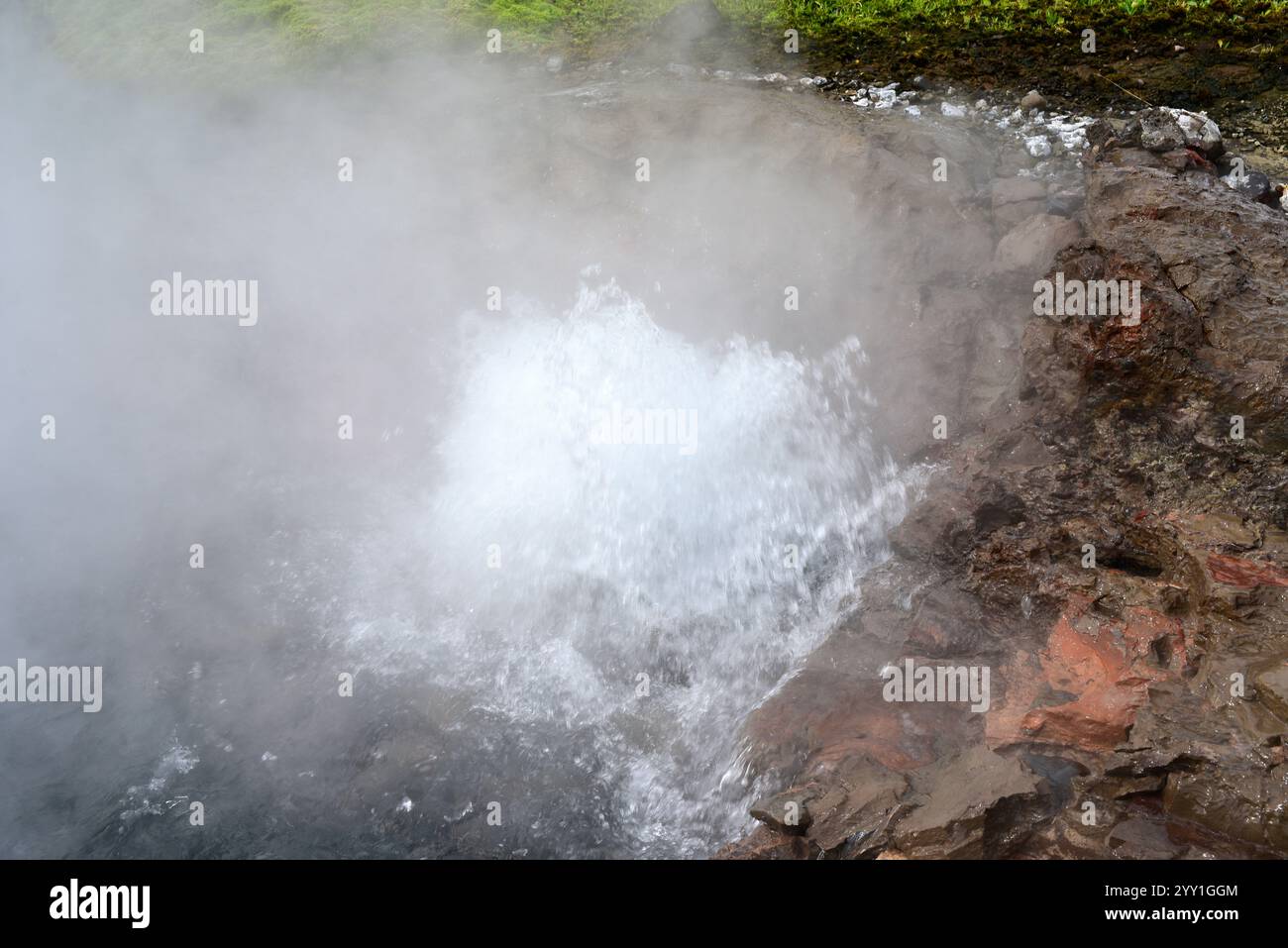 Hot spring (geothermal energy) used for heating. Water emerges at 97º C ...