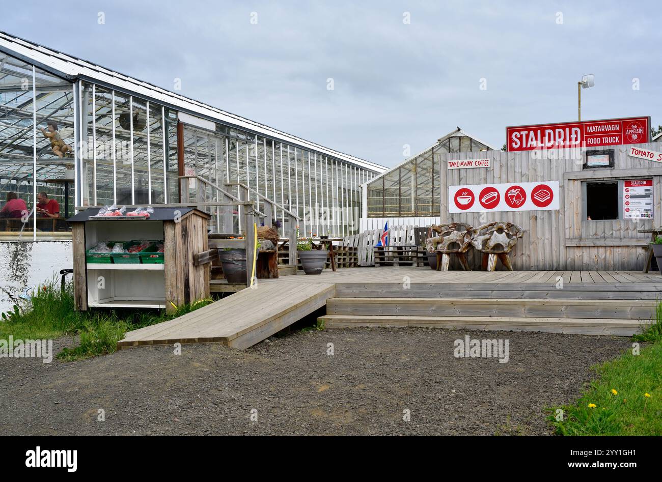 Hot spring (geothermal energy) used for heating. Water emerges at 97º C ...