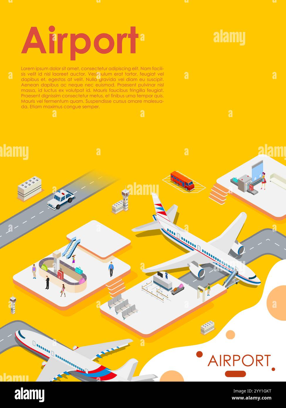 illustration of Isometric layout of Airport lounge, luggage, arrival ...